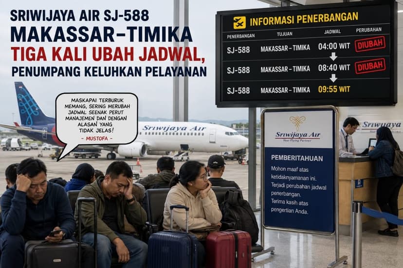 Sriwijaya Air SJ-588 Makassar–Timika Tiga Kali Ubah Jadwal, Penumpang ...